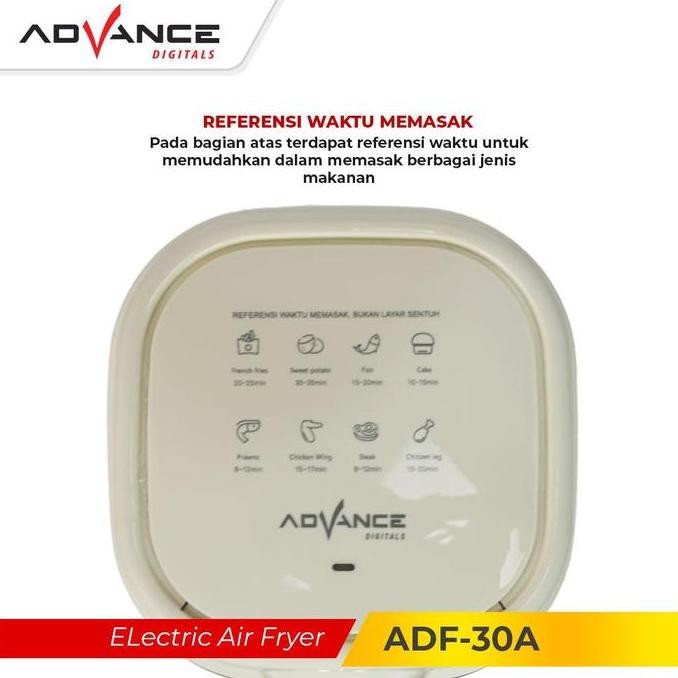Jual Air fryer Electric hemat listrik Advance ADF-30A kapasitas 3L mesin penggorengan tanpa ...