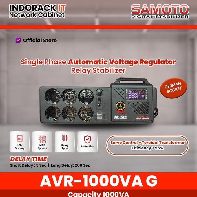 Jual Promo SAMOTO Stabilizer Relay 1000VA GERMANY Socket Colokan Stop ...