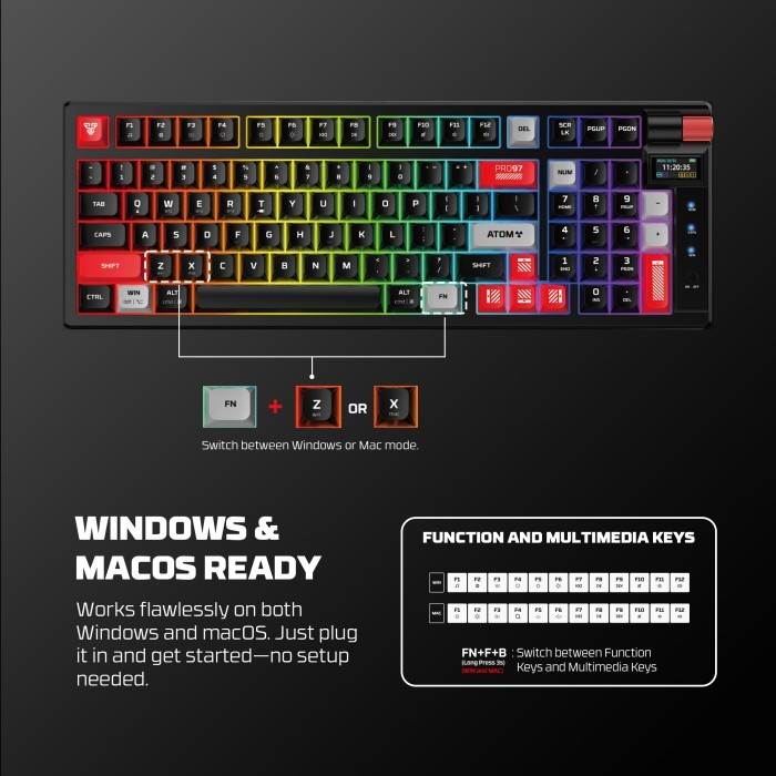 Jual terbaru !!! fantech atom pro series wireless keyboard mechanical ...