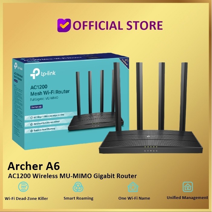 Jual TP-Link Archer A6 AC1200 Wireless MU-MIMO Gigabit Router Unit Baru ...
