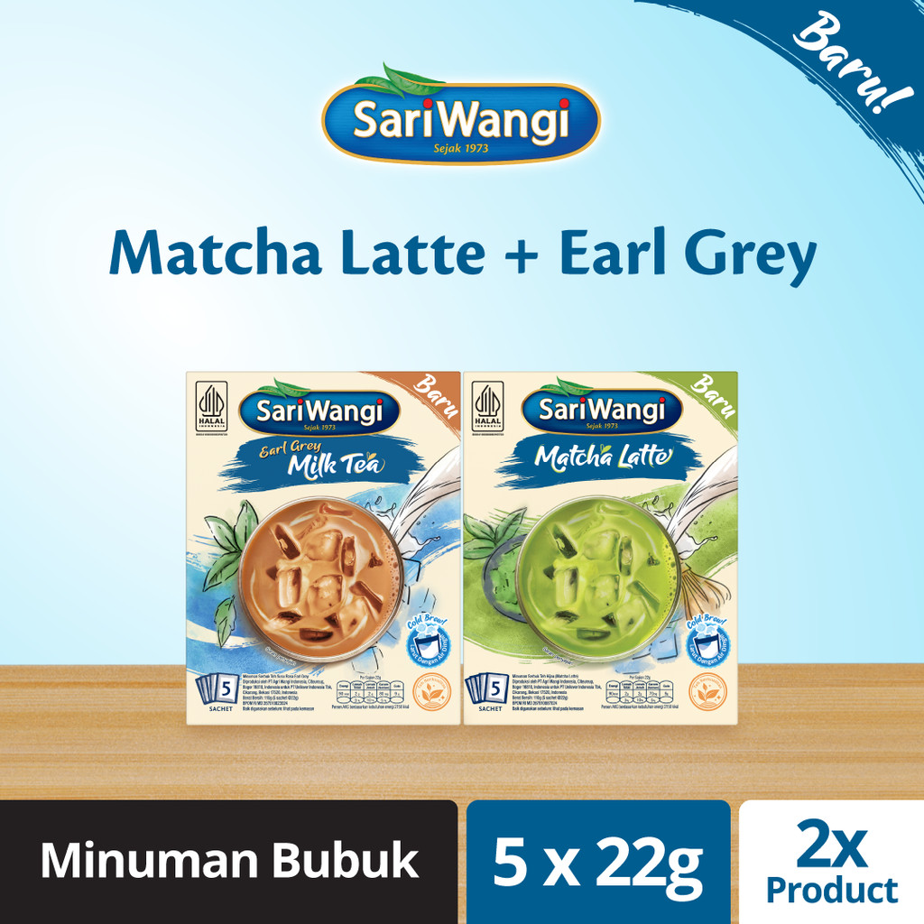 Jual Sariwangi Matcha Latte 110gr + Sariwangi Earl Grey Milk Tea 110gr ...