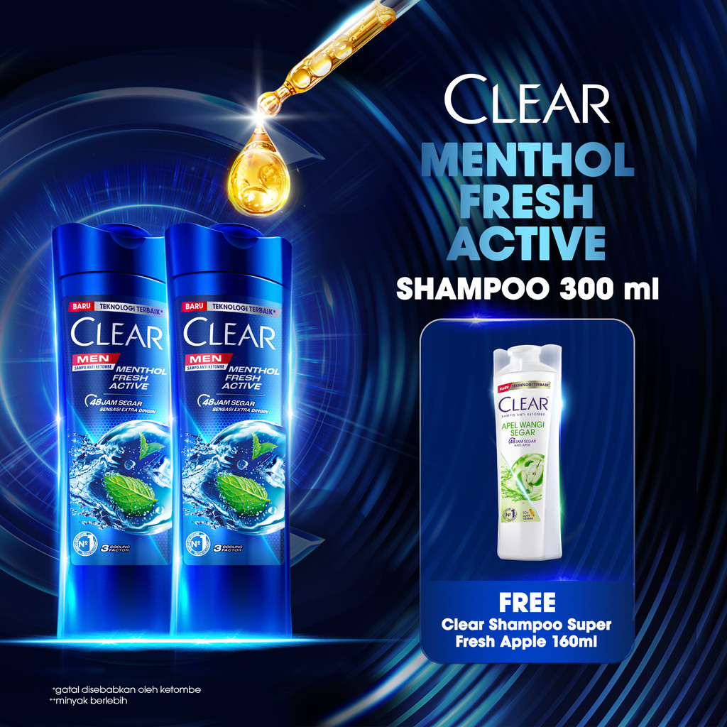 Jual Buy 2 CLEAR Men Menthol Fresh Active 300ml FREE Clear Shampoo ...