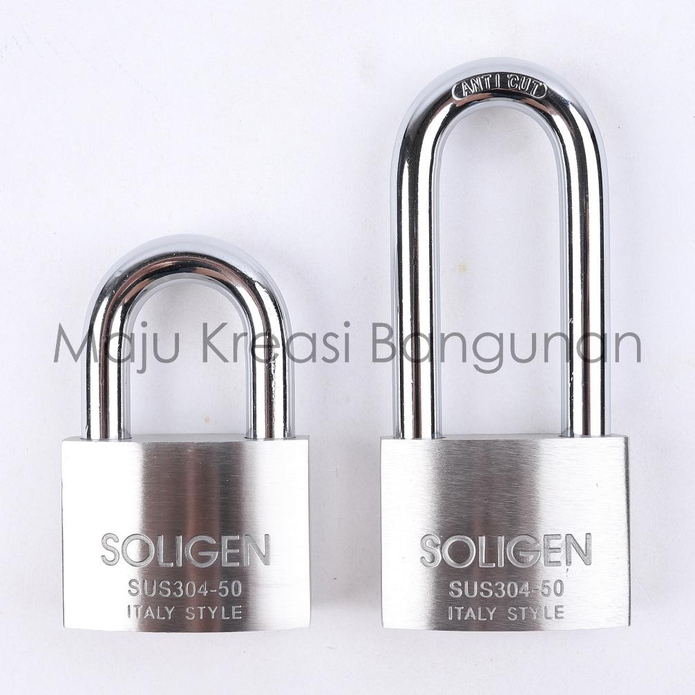 Jual Gembok Stainless Steel 304 SOLIGEN 50mm Kunci Komputer Panjang ...