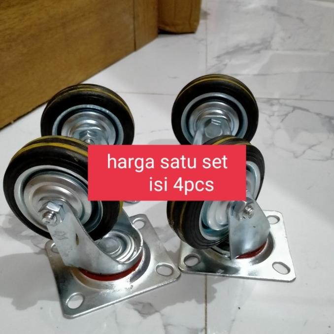 Jual Roda Karet 3 Inchi 1 Set 4 Pcs Hidup Mati Roda Troly | Shopee ...