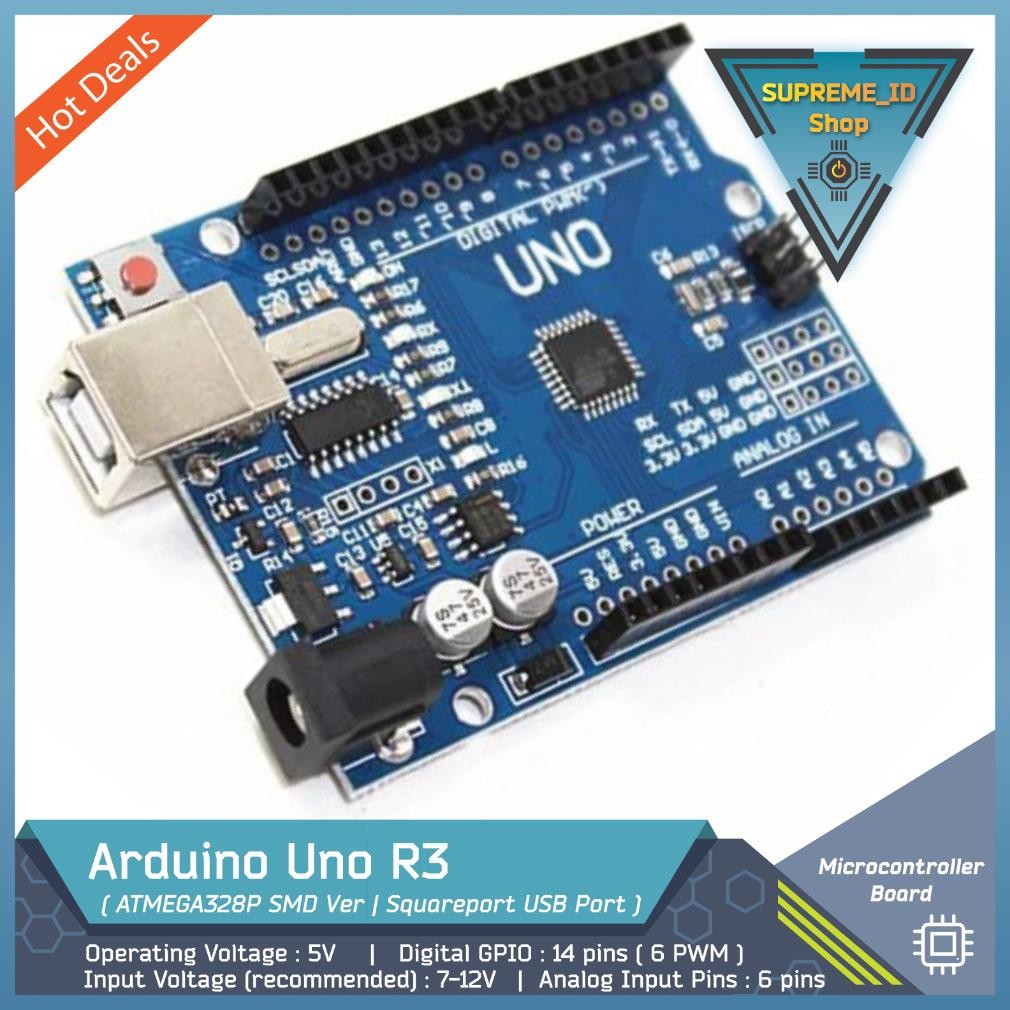 Jual Arduino Uno R3 Atmega328P Smd Ver 8-Bit Microcontroller ...