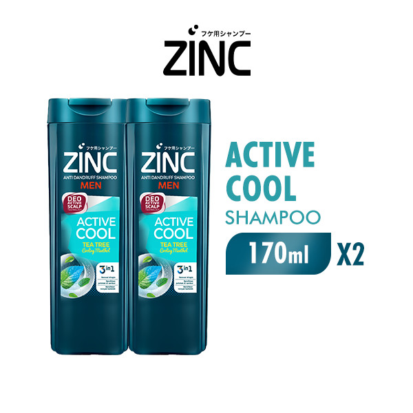 Jual Zinc Men Shampoo Active Cool Botol 2 x 170 mL | Shopee Indonesia