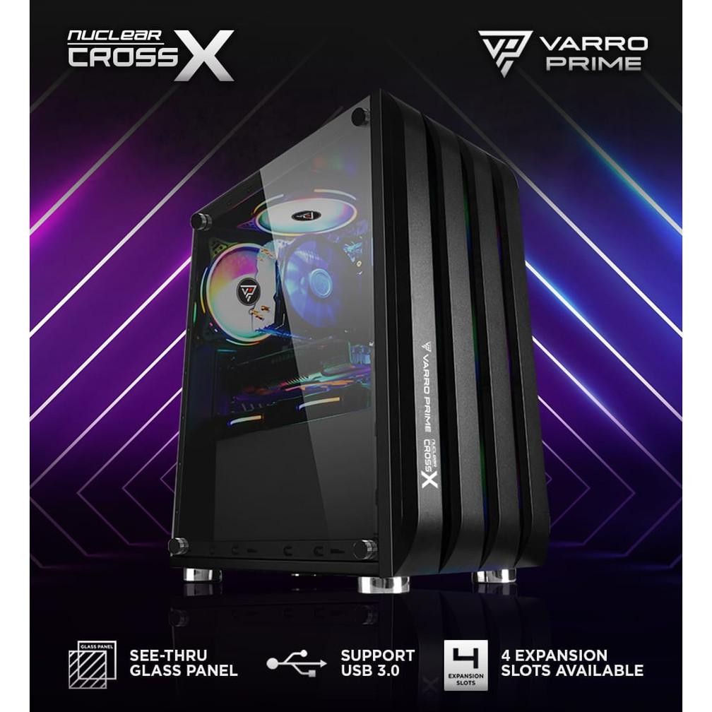 Jual Promo!! Pc Case Gaming Varro Prime Nuclear Cross-X - Casing ...