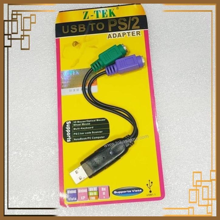 Jual [TPK] Converter USB TO 2 PS/2 PS2 Cable Adapter Z-TEK ZE-U16 Mouse Keyboard | Shopee Indonesia