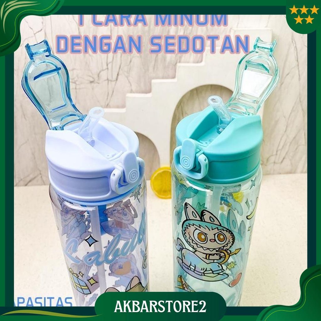 Jual Wng - Botol Minum Handle Bahan Plastik Labubu Kapasitas 900 Ml - Bottle Water Labubu Viral ...
