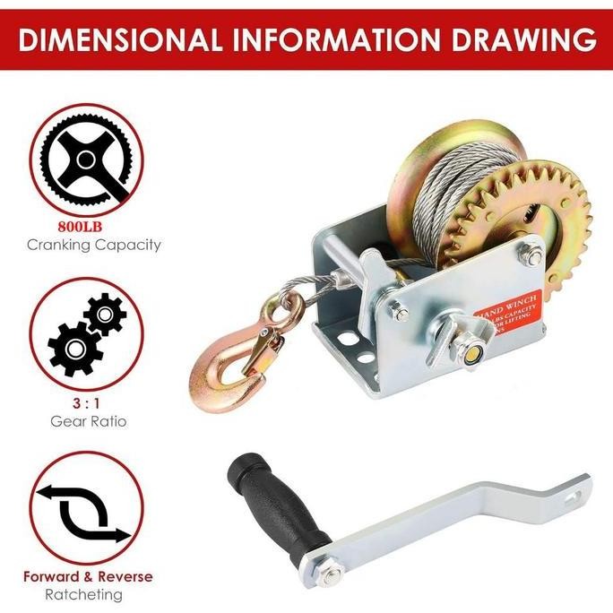 Jual Katrol Manual Hand Winch 800 Lbs Boat Winch 360 Kg Katrol Kanopi ...