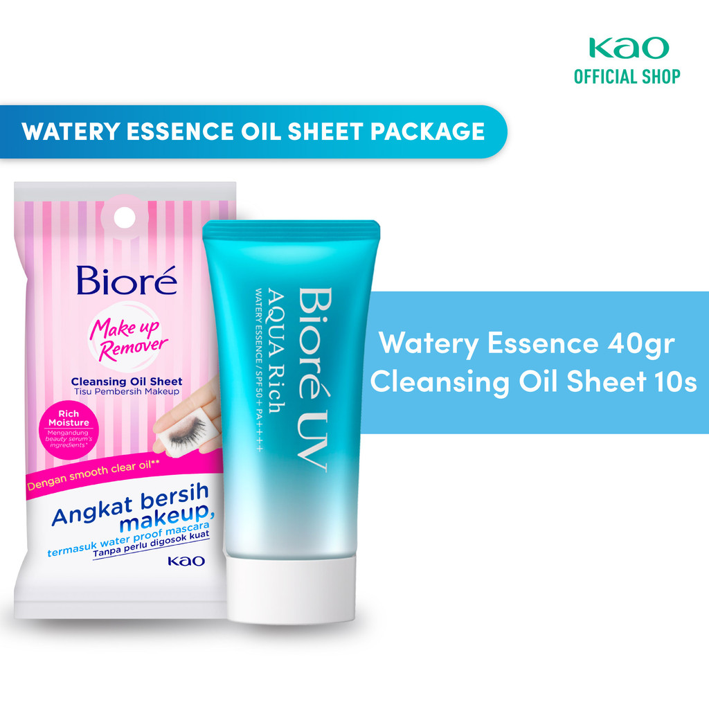 Jual Biore Sunscreen Watery Essence SPF 50 40 gr + Make Up Remover ...