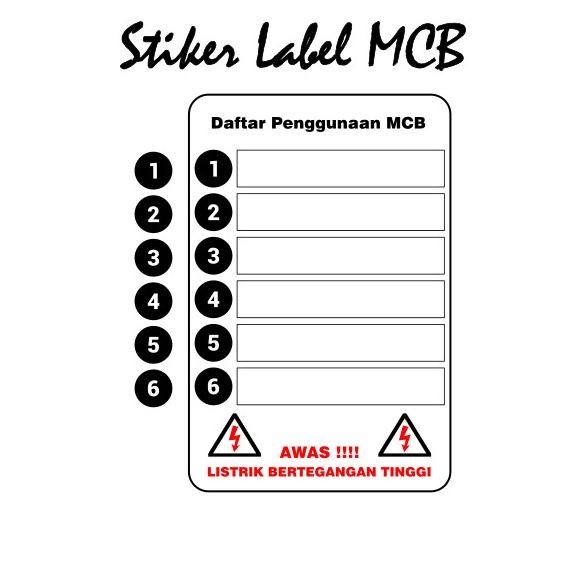 Jual ORIGINAL Stiker Daftar MCB Listrik Stiker Penanda MCB | Shopee ...
