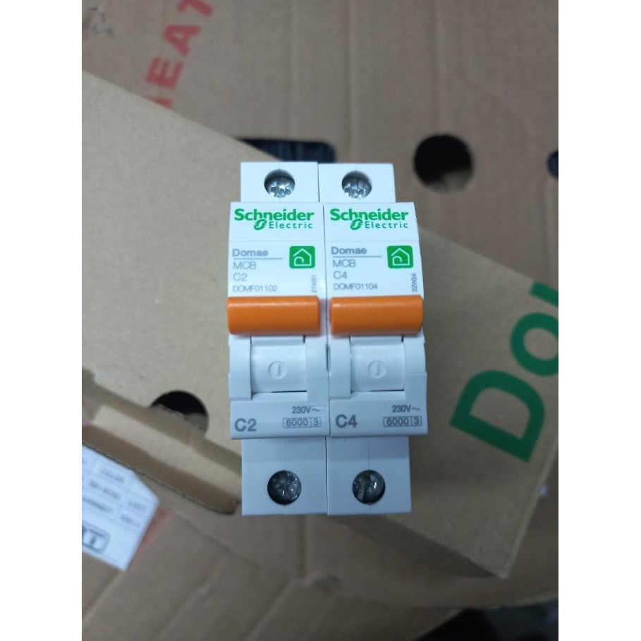 Jual Mcb Schneider 1 Phase 2A / 4A New Domae Mcb Schneider Orange New Stok | Shopee Indonesia