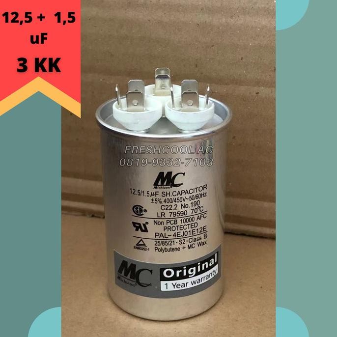 Jual Promo KAPASITOR AC / CAPACITOR AC MERK MC LG 3 KAKI 12,5/1,5uF (12,5/1,MIKRO COD | Shopee ...