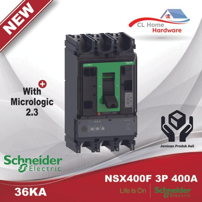 Jual Mccb 3P 400A Nsx400F C40F32D400 3 Phase 400 Ampere Schneider 3 ...