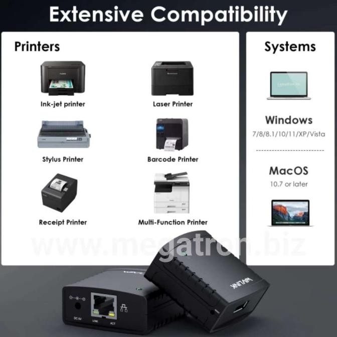 Jual Network Print Server Lan Rj45 To Usb (1 Usb Printer Sharing Banyak ...