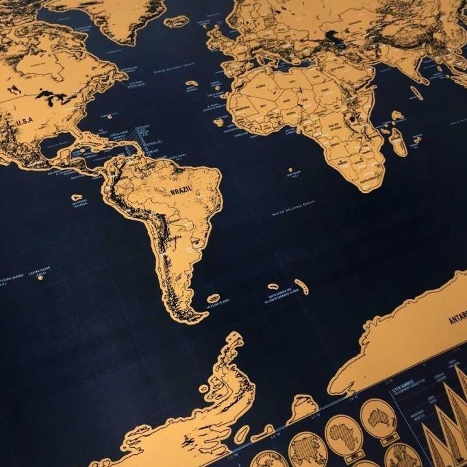 Jual New Hiasan Dinding Poster Peta Dunia Scratch World Map For Mark ...