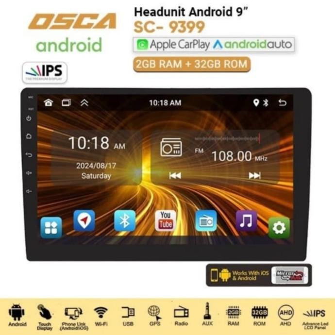 Jual '' Head Unit Android 9 Inch Osca Sc-9399 Android Auto Apple ...