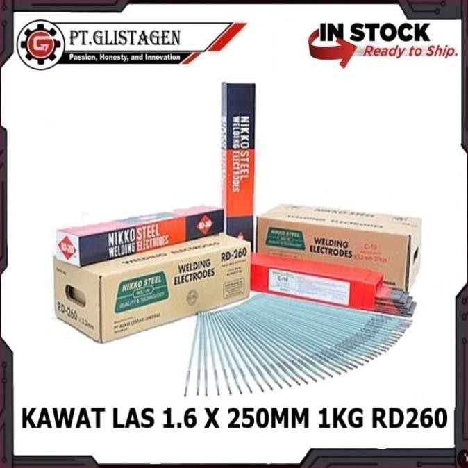 Jual Kawat Las Welding Electrodes Nikko Steel Rd 260 Kawat Las 1.6 X 250 Mm New Stok | Shopee ...
