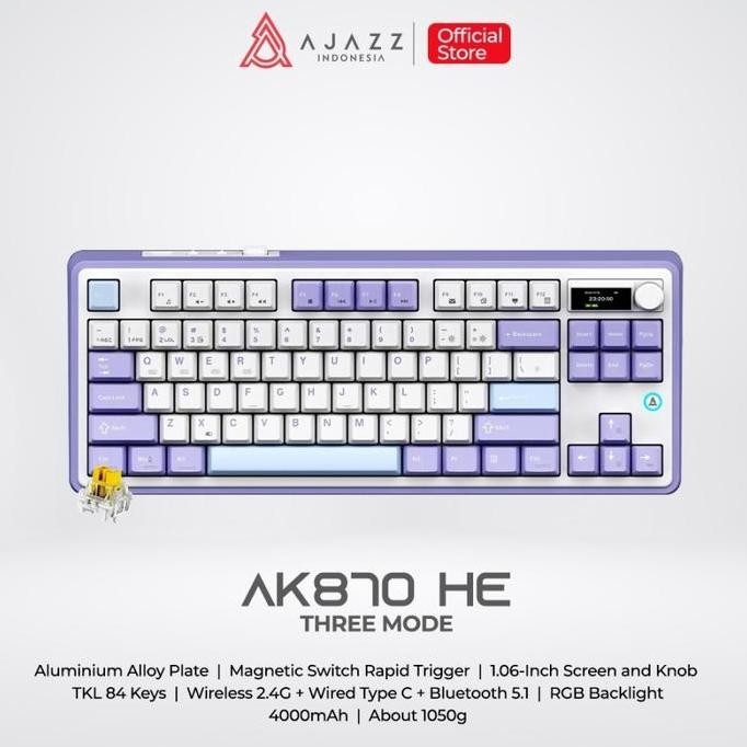 Jual TERMURAH - Ajazz AK870 / AK-870 HE Screen Wireless / Wired Gaming ...