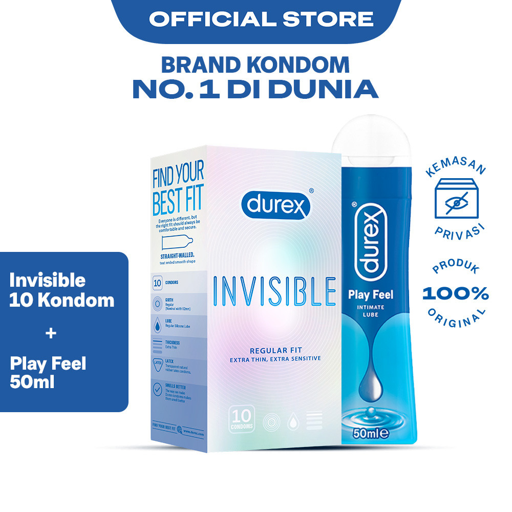 Jual Durex Invisible 10s + Lube Playfeel Lubricant 50ml - Kondom Tipis ...