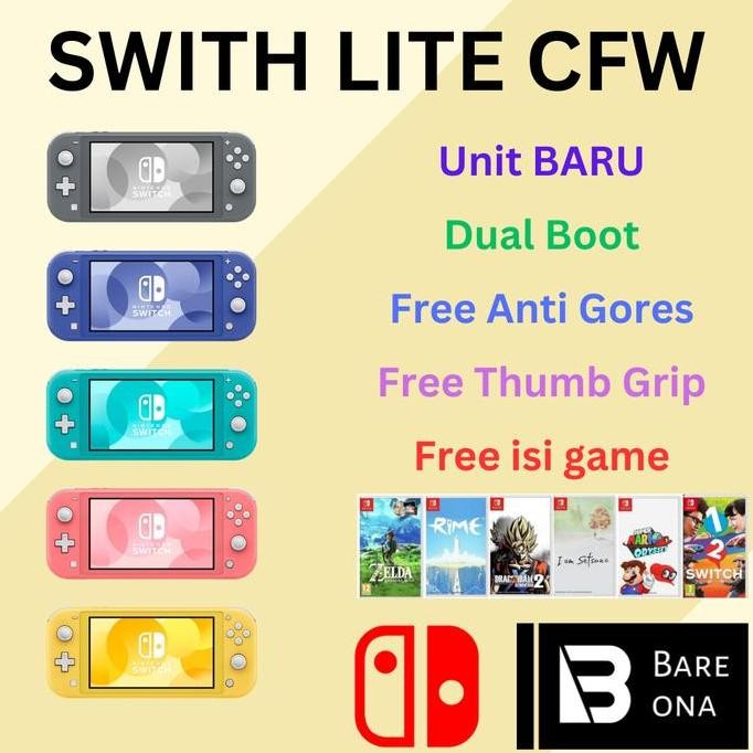 Jual new Nintendo Switch Lite CFW 128GB 256GB 512GB PICOFLY Full Game Dual Boot BARU NEW ...