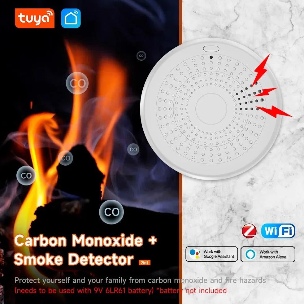 Jual Tuya 2 In 1 Version Smoke Fire Sound Alarm Sensor Wifi Function ...