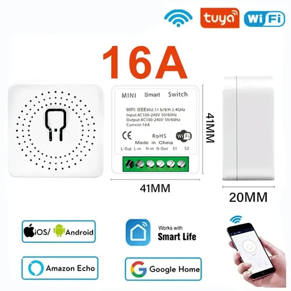 Jual Mini Wifi Smart Switch 2 Way Control Tuya 16A Diy Light Switches ...