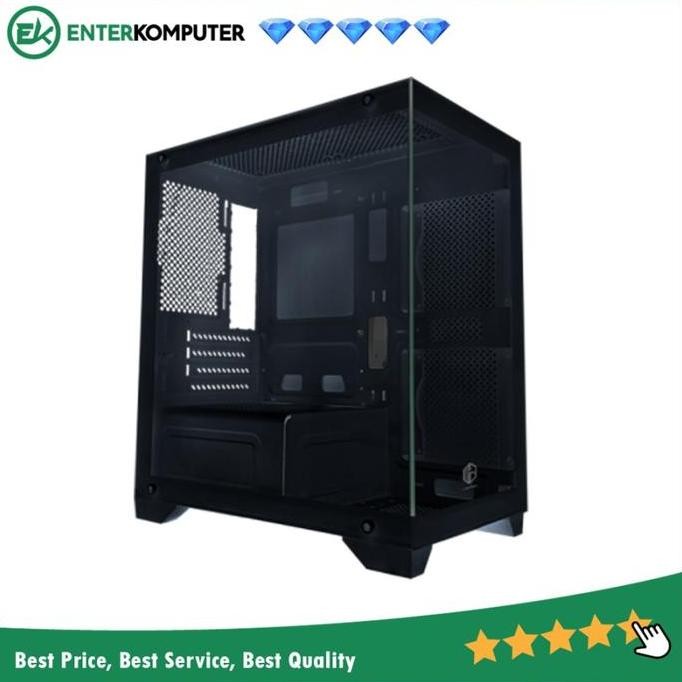 Jual Casing Cube Gaming Bluey Black - Matx Gaming Case - Front & Left ...