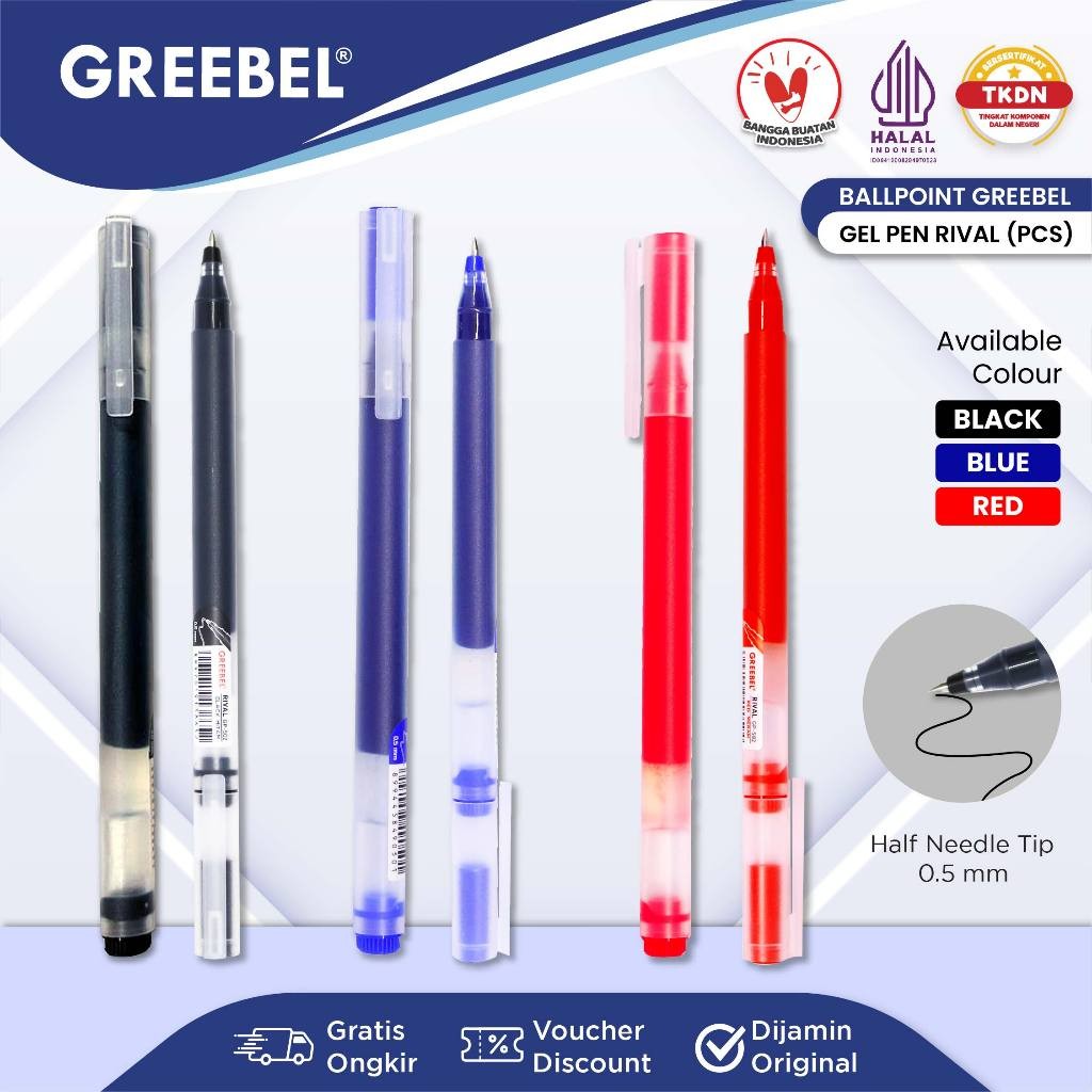 Jual GREEBEL Pulpen Gel / Gel Pen Rival GP-502 0.5 (1PCS) / Ballpen Gel Ballpoint Bolpen Bolpoin ...