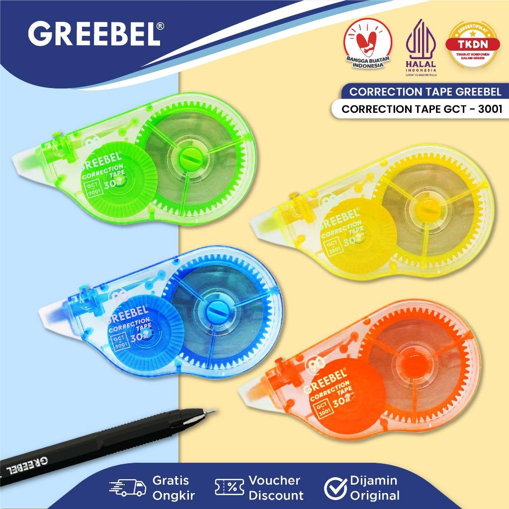Jual GREEBEL Correction Tape GCT- 3001 / Tip Ex Kertas Roll Pita ...