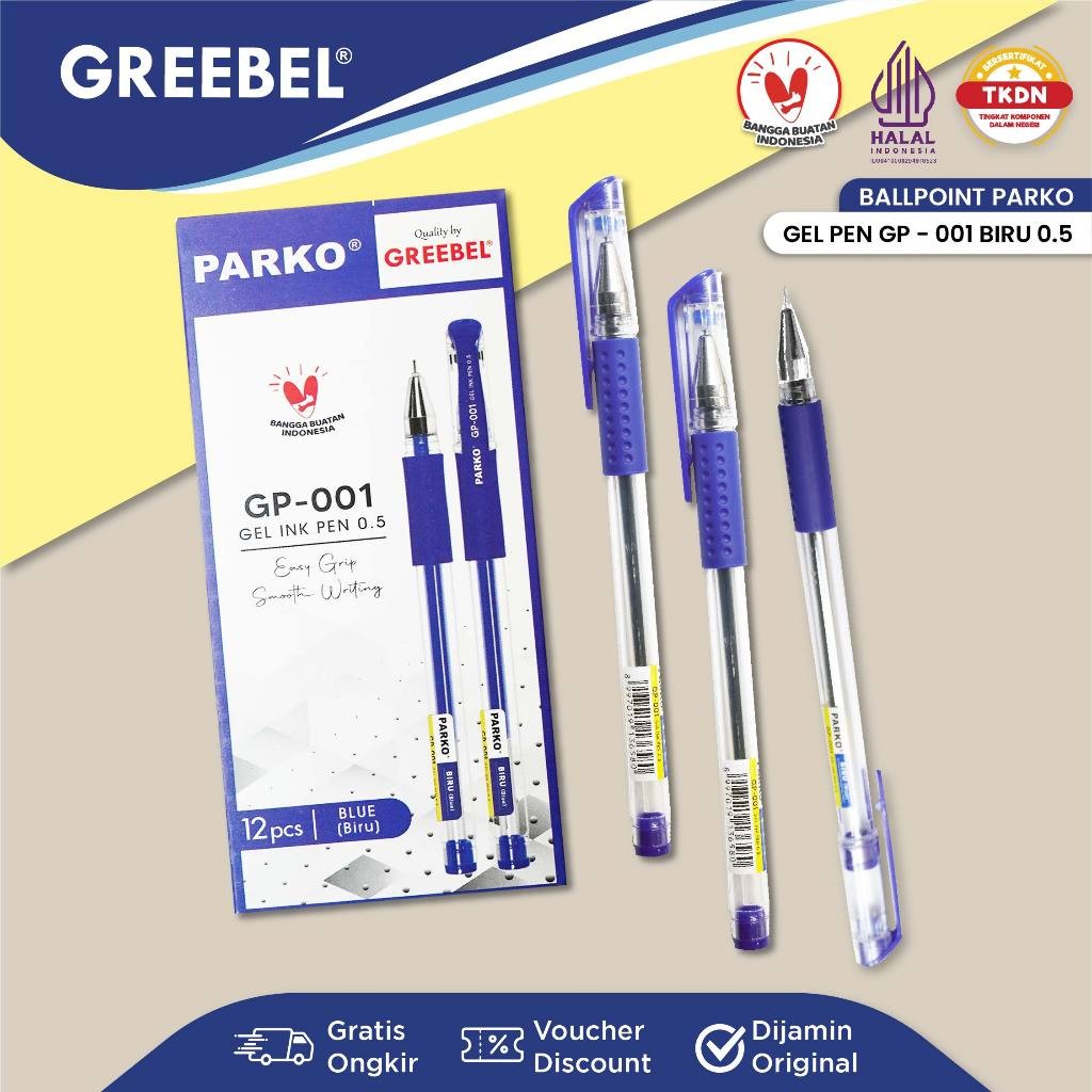 Jual PARKO Gel Pen GP-001 BLUE 0.5 / Pulpen / Bolpen / Bolpoint ...