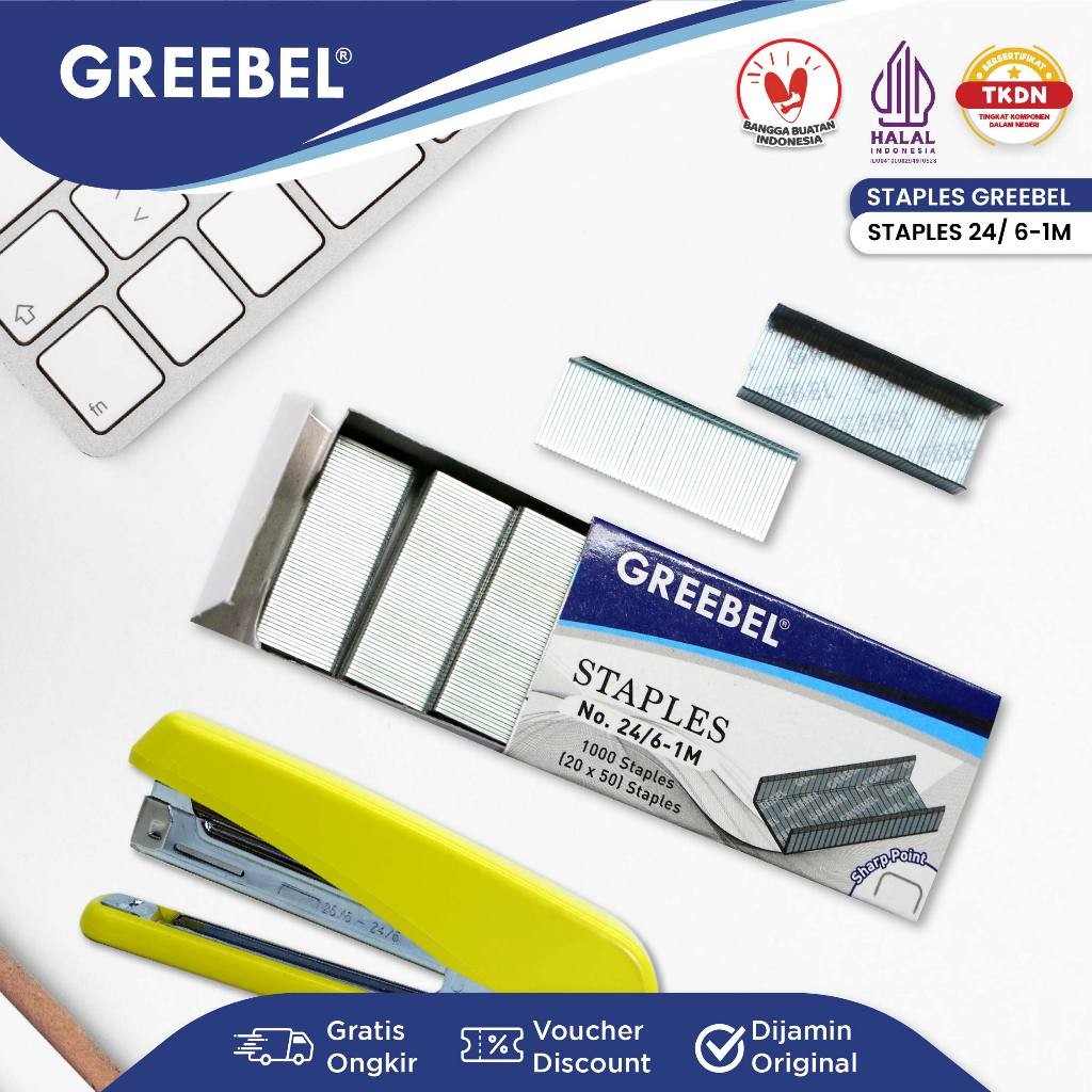 Jual GREEBEL Isi Staples 24 / 6-1M / Isi Stapler / Isi Jepretan / Isi ...