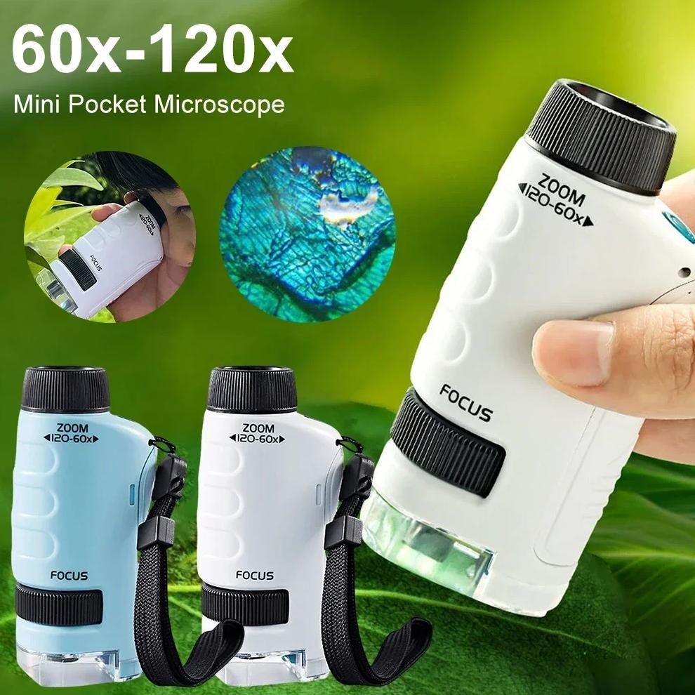 Jual 60x-120x Magnification Pocket Microscope Educational Portable ...