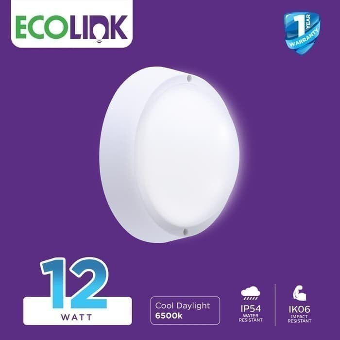 Jual Ecolink Lampu Dinding Outdoor Plafon Bulkhead LED 12W Putih Cool ...