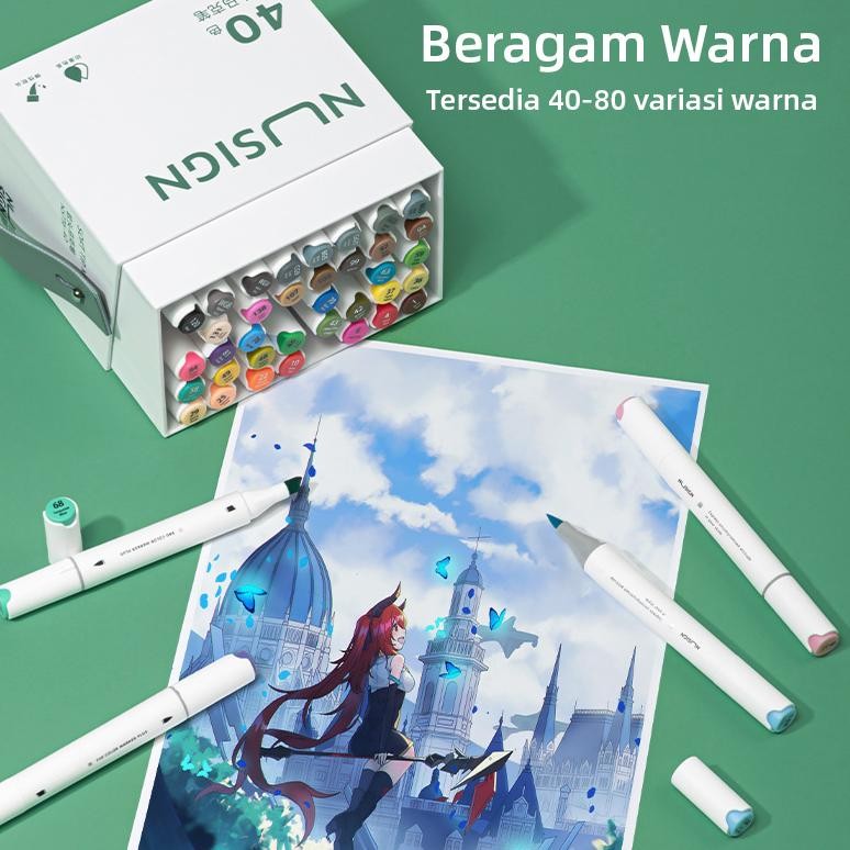 Jual Nusign Sketch Marker / Spidol Sketsa Dual Tip 40 60 80 Warna Non ...