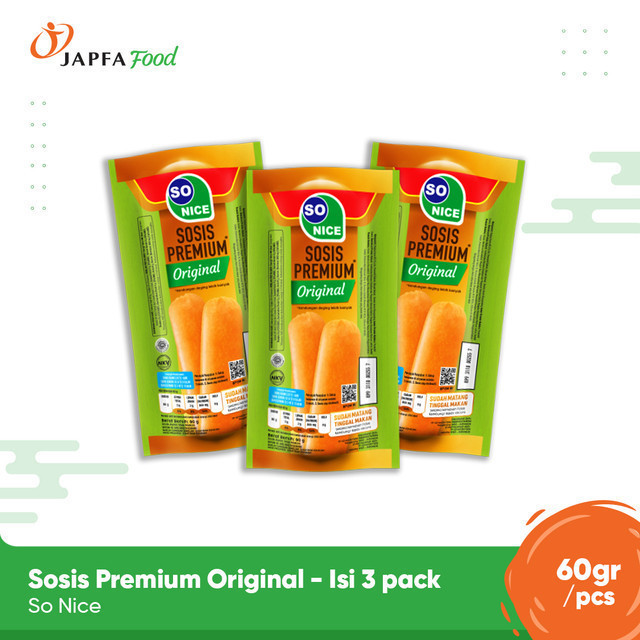 Jual So Nice Sosis Premium Original 60gr - Isi 3 pcs | Shopee Indonesia