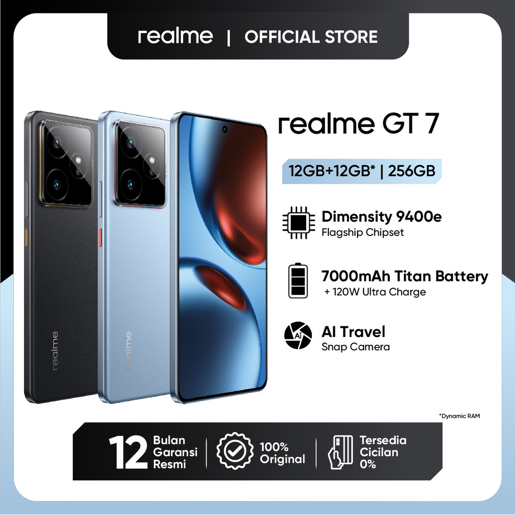 Jual realme GT 7 12GB+12GB*|256GB (Dimensity 9400e Flagship Chipset ...