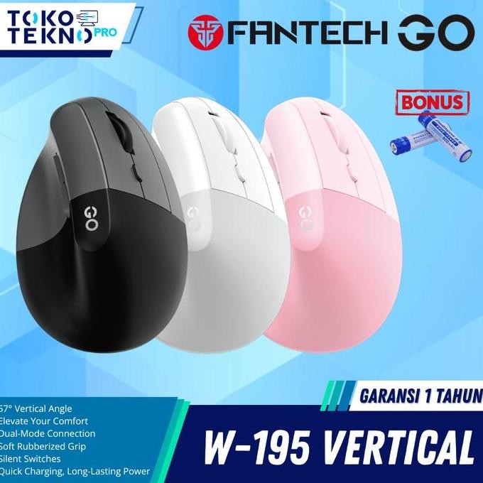 Jual Fantech W195 / W-195 / W195R / W195-R GO Comfy Wireless Dual Connection Vertical Mouse ...
