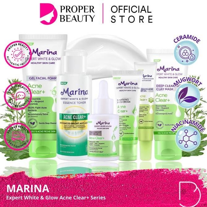 Jual MARINA Expert White & Glow Acne Clear+ Series | Toner Facial Foam ...