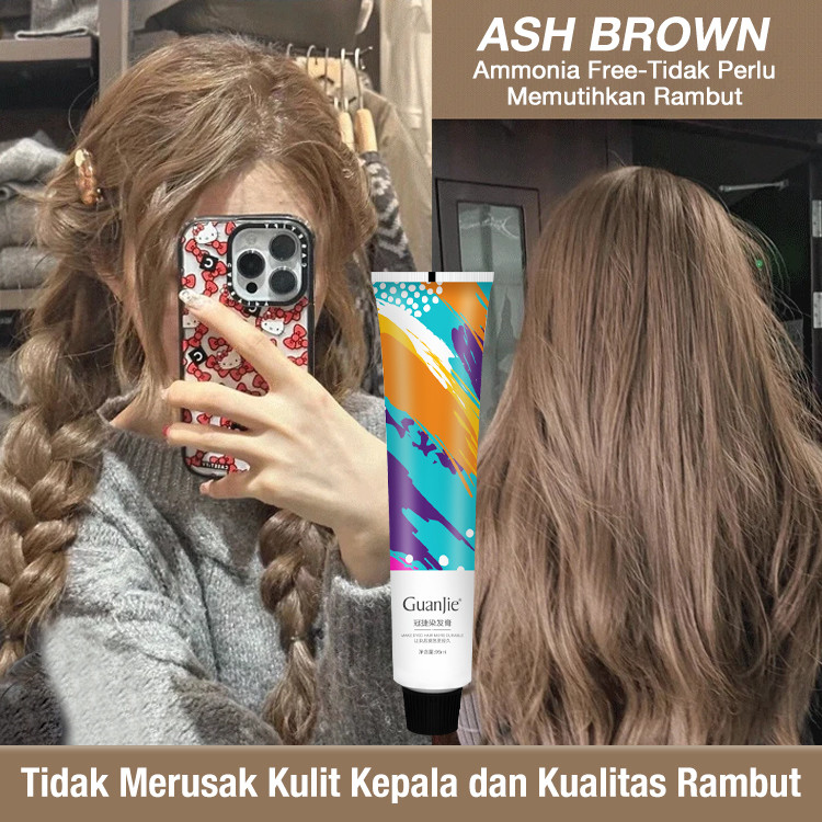 Jual [Oksidan Gratis] Cat Rambut Ash Brown No Amonia Herbal Permanent ...