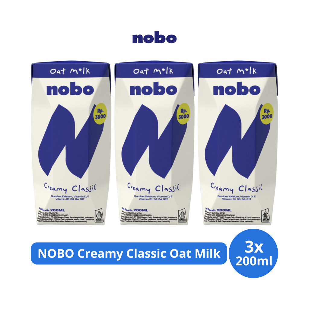 Jual NOBO Creamy Classic Oat Milk 200ml x 3 pcs | Shopee Indonesia