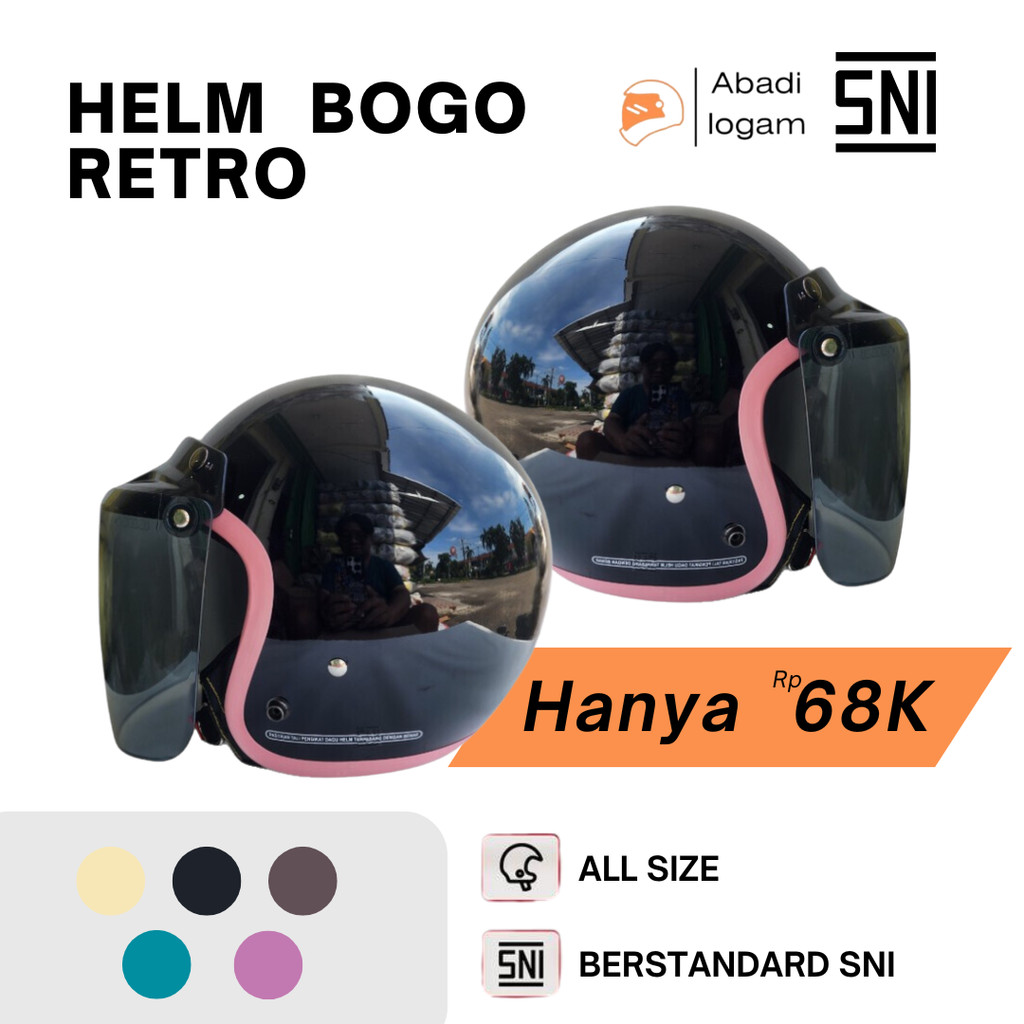Jual Helm Bogo Dewasa Polos Classic Pastel SNI HDS Helmet Half Face ...