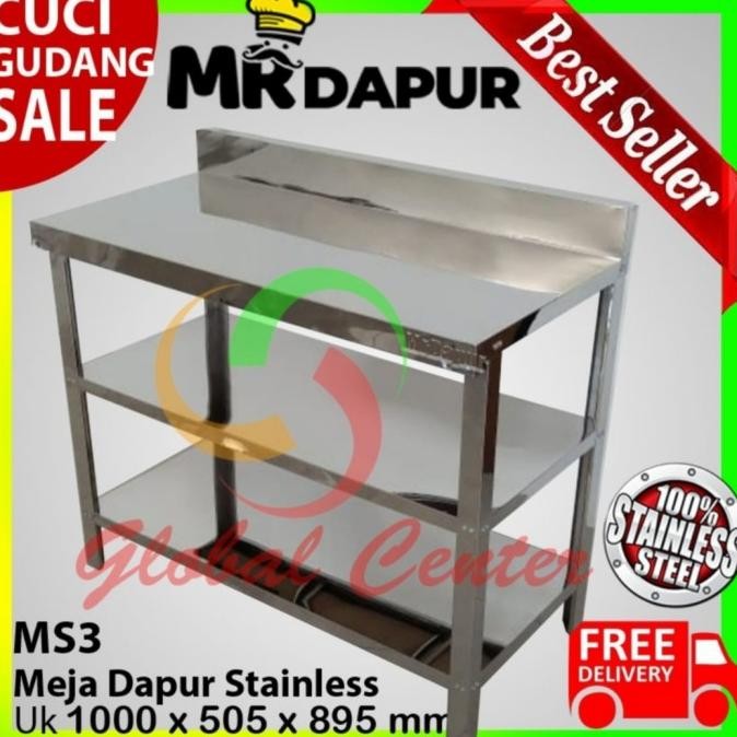 Jual Meja Dapur Stainless Steel Mrdapur 3 Rak Serbaguna Ms3 Original ...