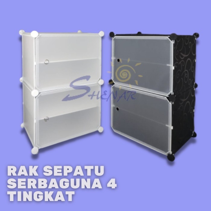 Jual NEW-Rak Sepatu Anti Debu 4 Layer/ Susun Tebal Shoe Rack Portable ...
