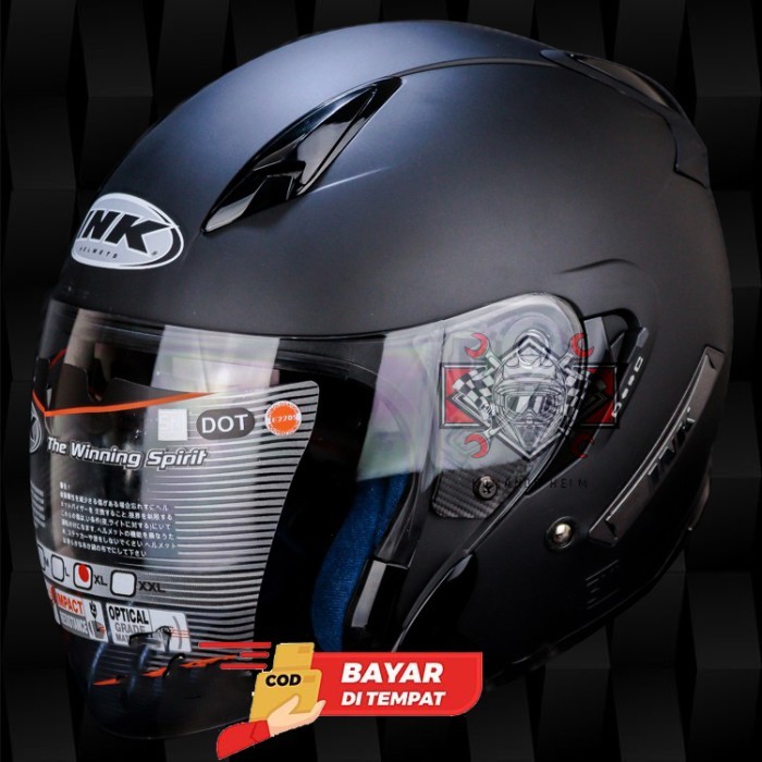 Jual HELM INK METRO2 SOLID BLACK DOFF - DOUBLE VISOR | Shopee Indonesia