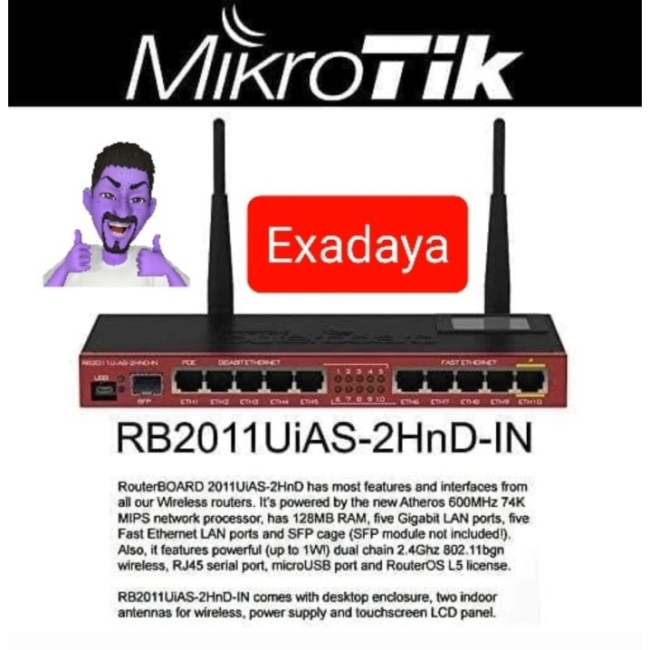 Jual Mikrotik RB2011UiAS-2HnD-IN Router Wireless 5 x 10/100 + 5 x ...