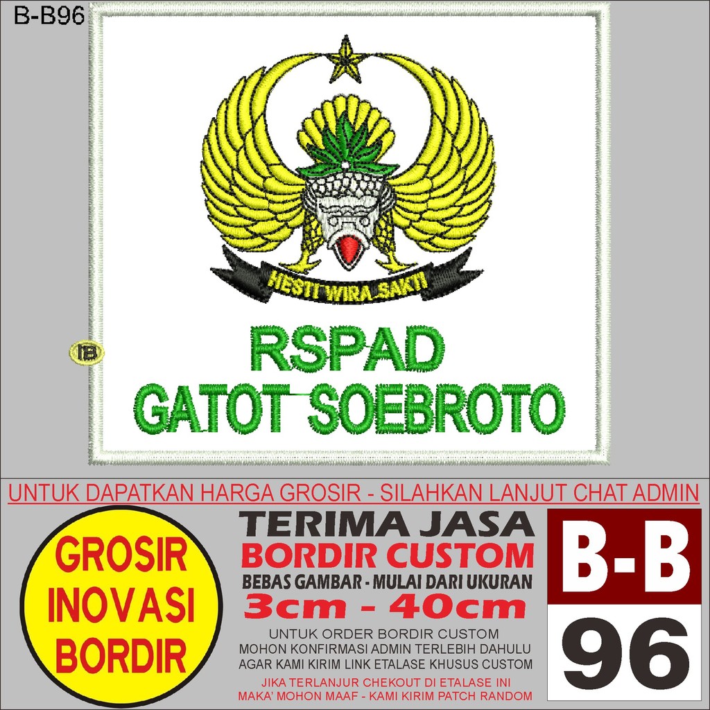 Jual PATCH BORDIR B-B96 LOGO RSPAD GATOT SOEBROTO - GIB REVIEW ...