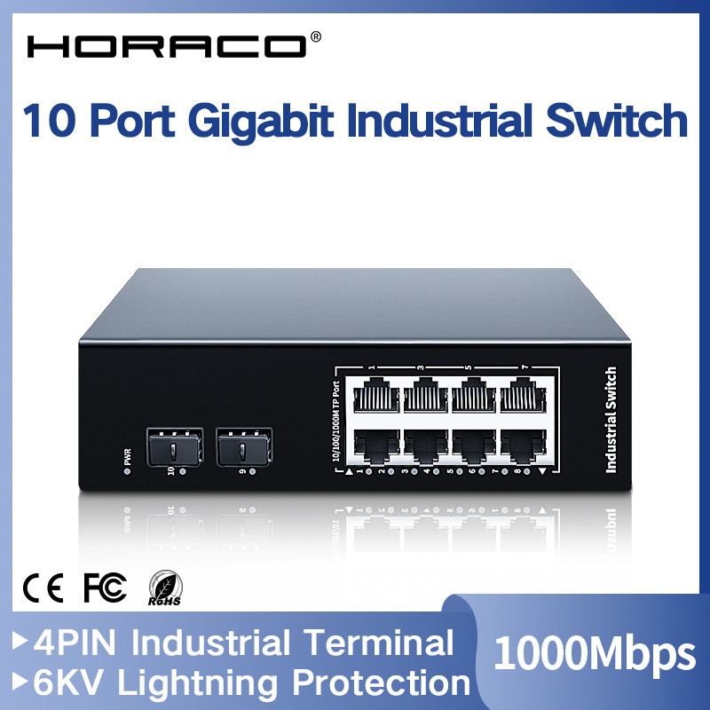 Jual GOODRISE 10 Port Gigabit Industrial Switch 1000Mbps DIN Rail ...
