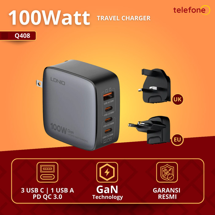 Jual Ldnio Q408 4 Port Usb Pd Charger 100W Usb-A 3 Usb-C Pd3.0 Qc 3.0 | Shopee Indonesia